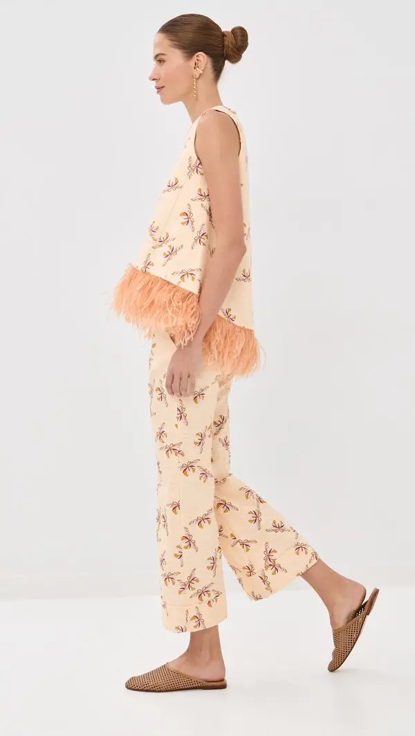 La DoubleJ La Scala Feather-trimmed Top - Farfalla