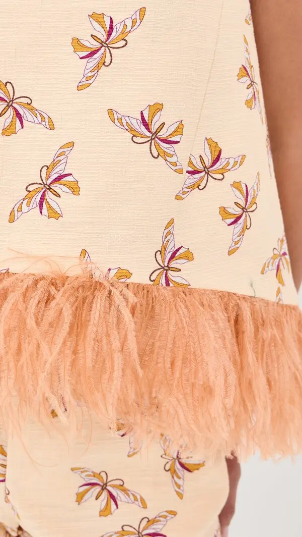 La DoubleJ La Scala Feather-trimmed Top - Farfalla
