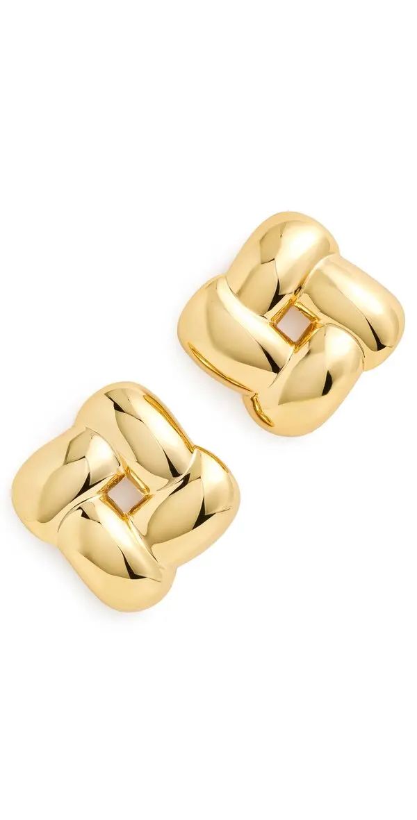 Jenny Bird Mega Woven Square Earrings - High Polish Gold