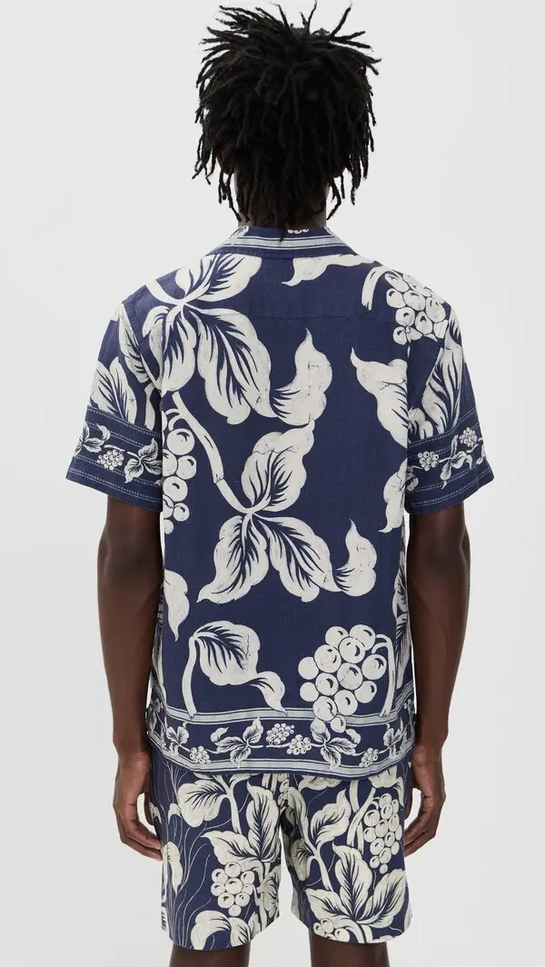 Orlebar Brown Maitan Linen Petralis Garland Shirt - Night Iris