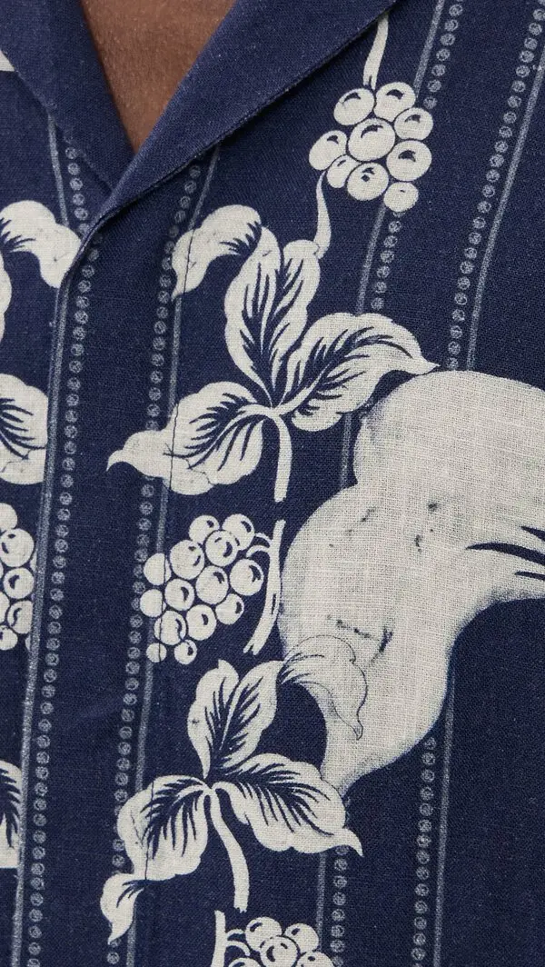 Orlebar Brown Maitan Linen Petralis Garland Shirt - Night Iris