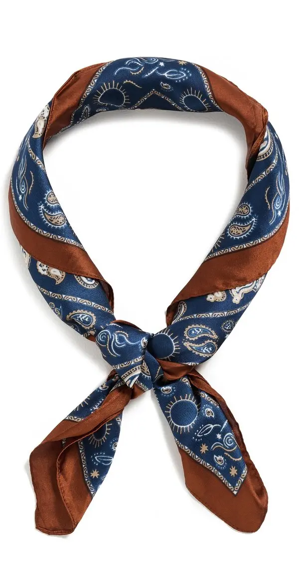 Lele Sadoughi Paisley Square Satin Scarf - Denim Tan