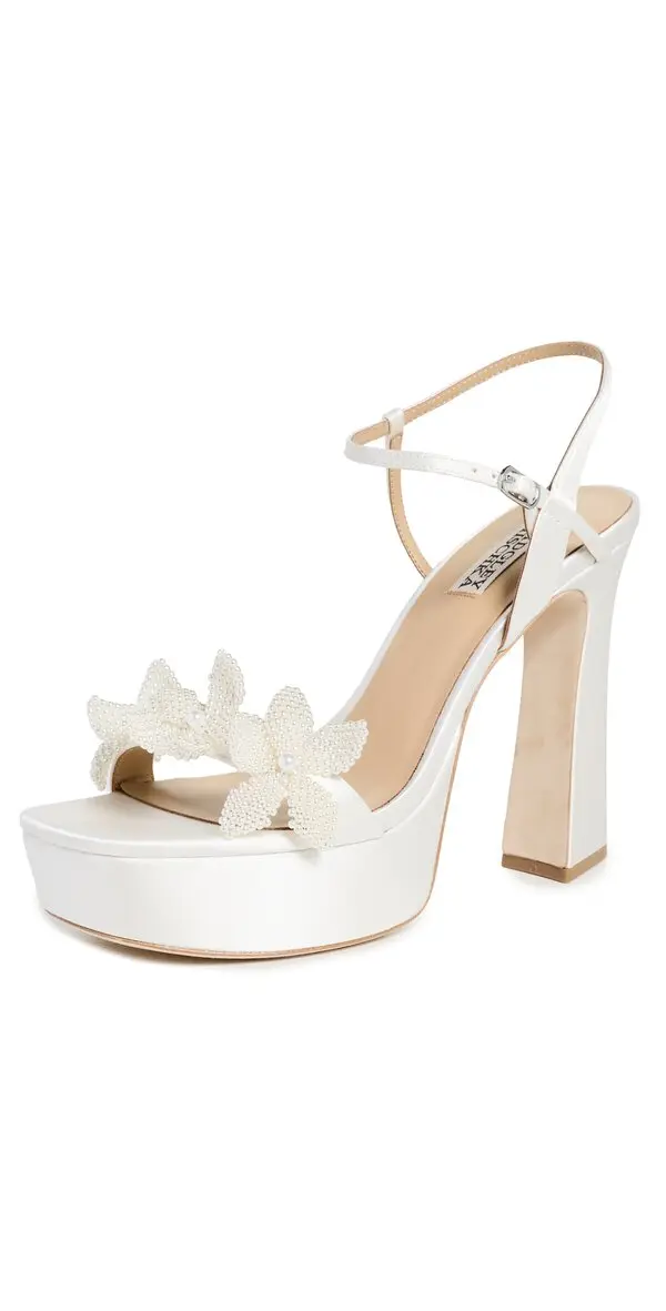 Badgley Mischka Wicket Platform Heels - White Satin