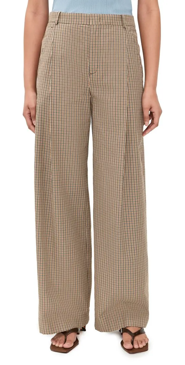 Vince Camille Wide Leg Trousers - Lt Wheatstone Check