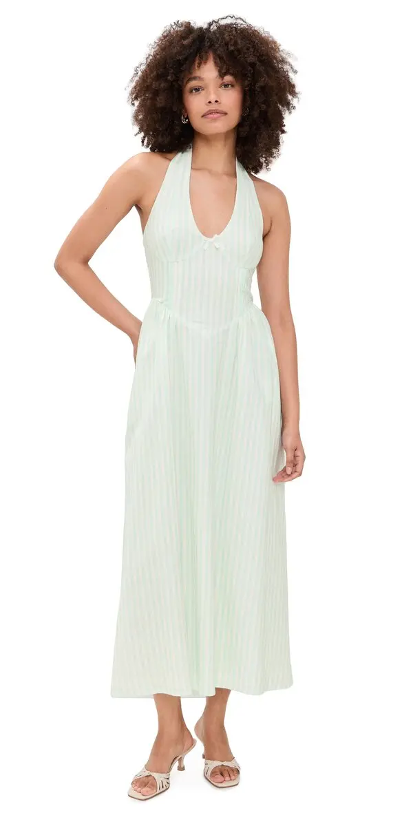 SEVEN WONDERS Calianna Midi Dress - Mint Stripe