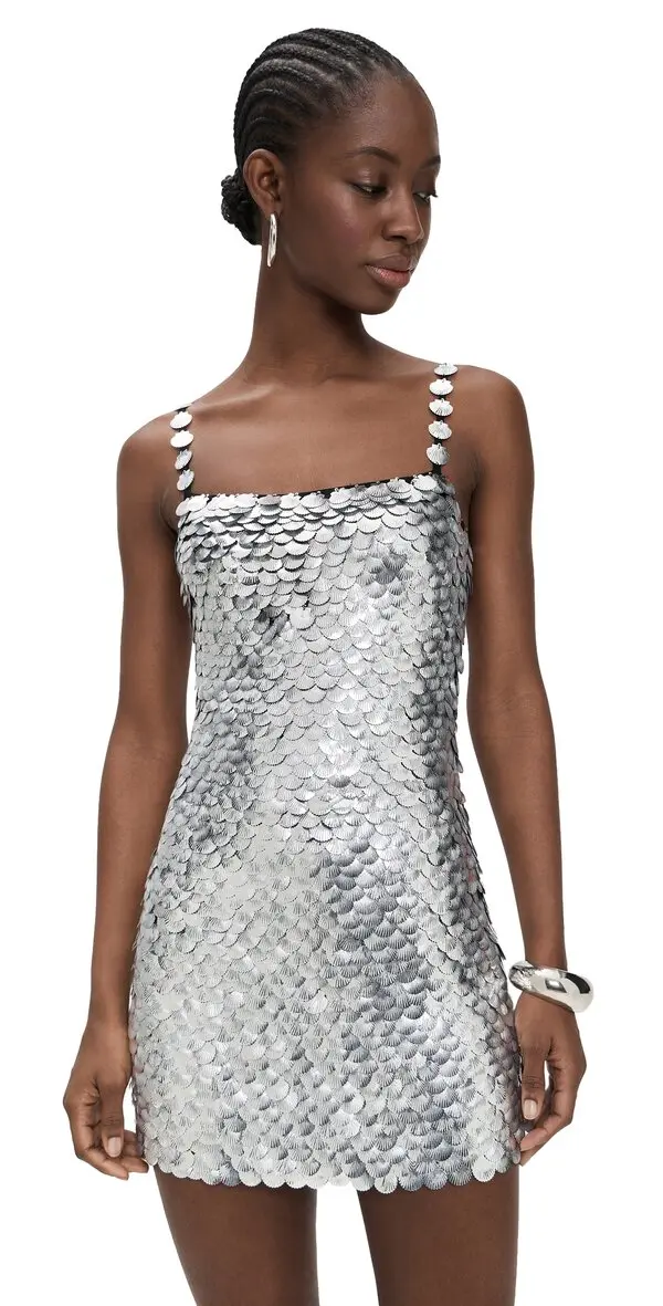 LESLIE AMON Shell Mini Dress - Silver Shell