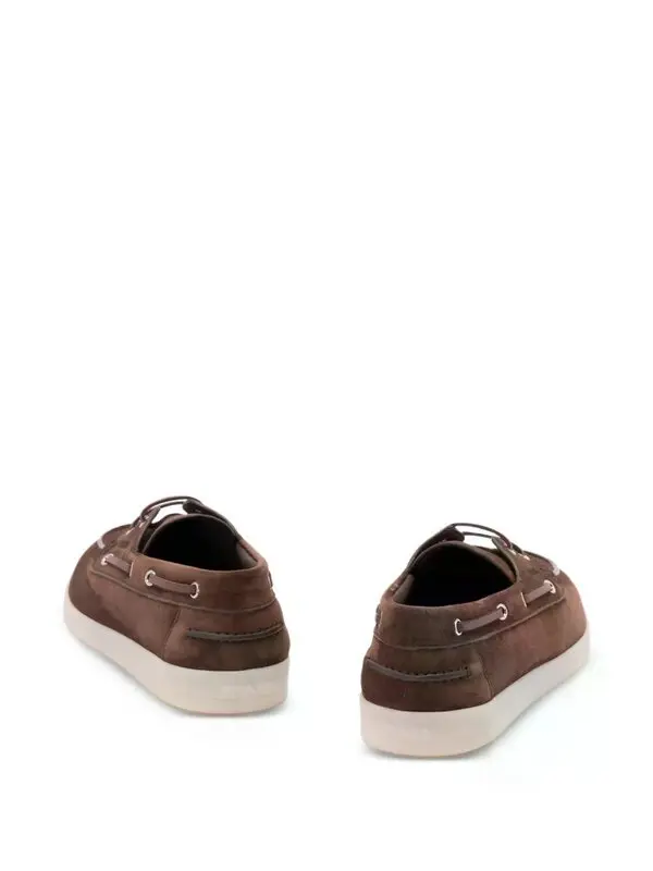 Prada Suede Lace-up Boat Shoes - Brown