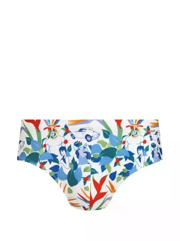AMIR SLAMA Floral-print Swimming Trunks - White