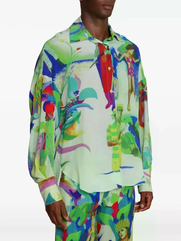 AMIR SLAMA Graphic-print Silk Shirt