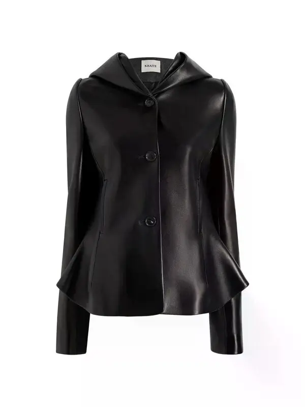 Khaite June Hooded Buttoned Jacket - Black