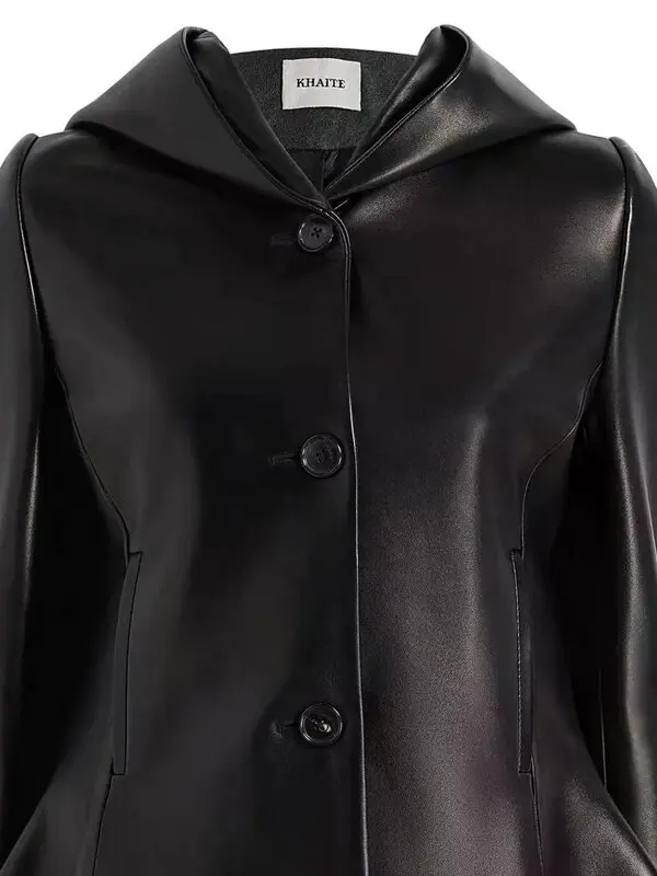Khaite June Hooded Buttoned Jacket - Black