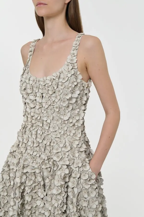 Gabriela Hearst Ceolan Embroidered Floral Maxi Dress In Leather