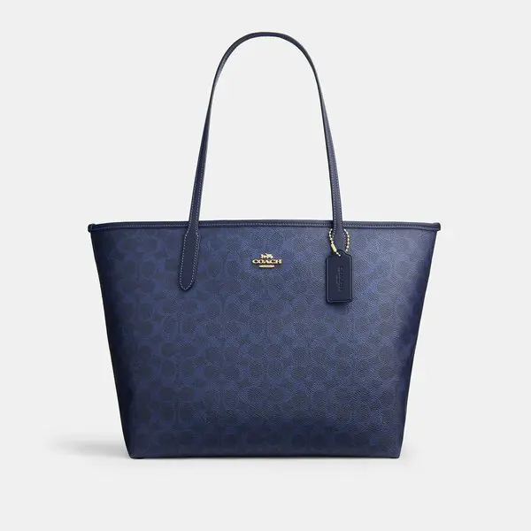 COACH OUTLET Coach® City Tote Bag In Signature Canvas - Gold/navy