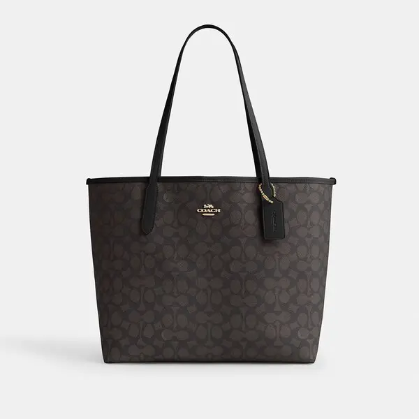 COACH OUTLET Coach® City Tote Bag In Signature Canvas - Gold/walnut/black