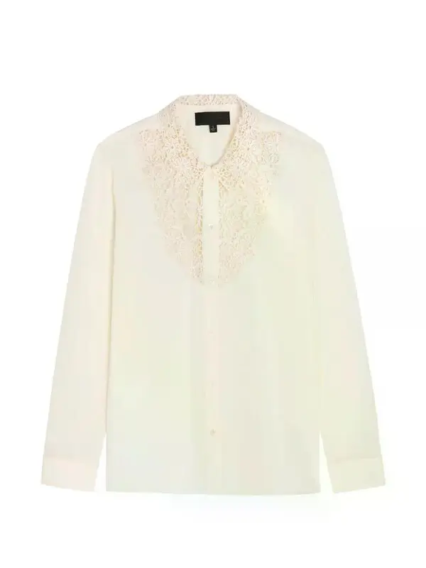 NILI LOTAN Lace-collared Button-front Shirt - Neutrals