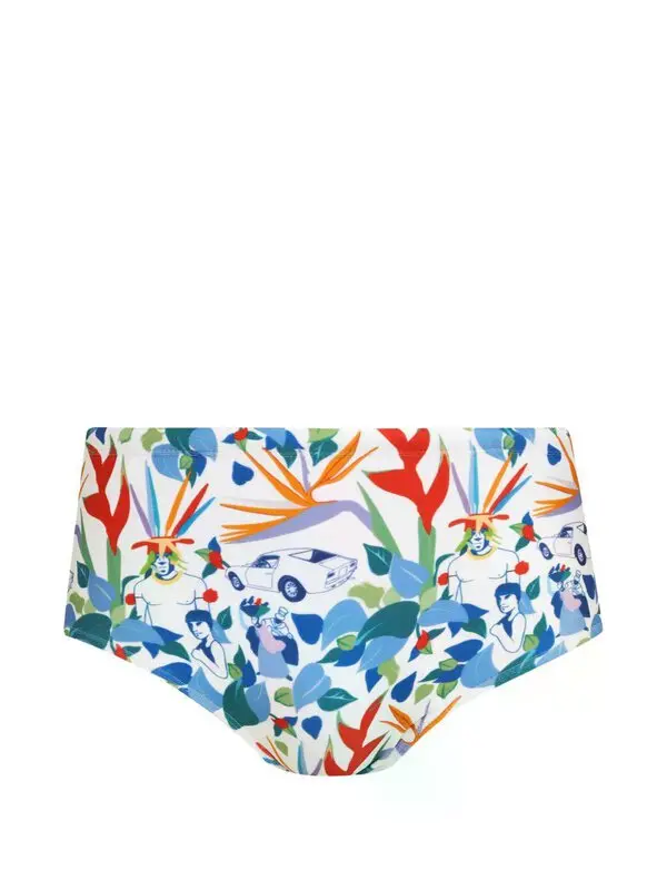 AMIR SLAMA Floral-print Swimming Trunks - White