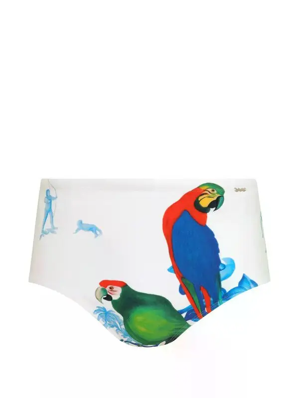 AMIR SLAMA Parrot-print Swimming Trunks - White