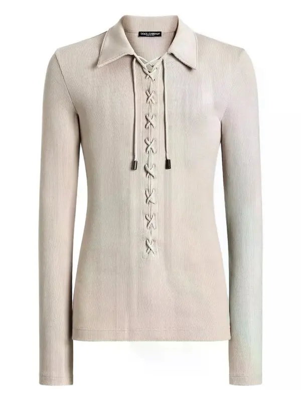 Dolce & Gabbana Lace-up Ribbed Top