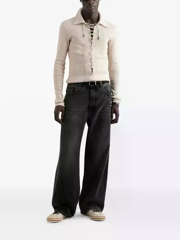 Dolce & Gabbana Lace-up Ribbed Top