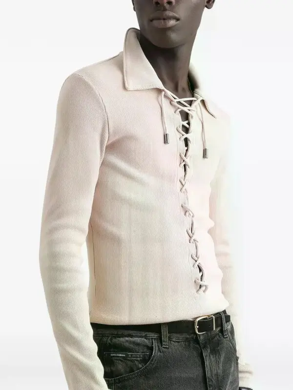 Dolce & Gabbana Lace-up Ribbed Top