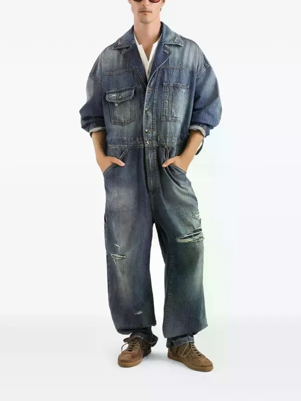 Dolce & Gabbana Denim Jumpsuit With Distressed Effect - Blue