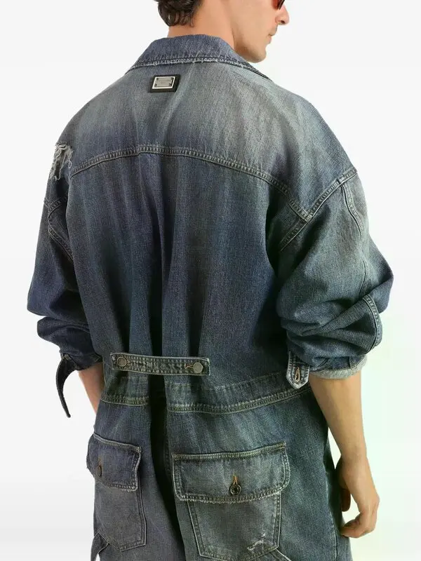 Dolce & Gabbana Denim Jumpsuit With Distressed Effect - Blue