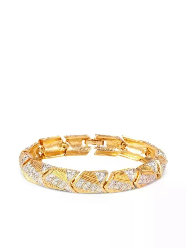 SUSAN CAPLAN 1990s Crystal-embellished Cuff Bracelet - Gold