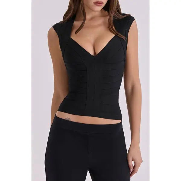 House Of Cb The Icon Bandage Top - Black