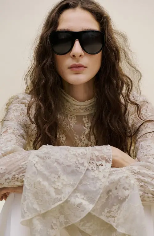 Mango Lace Ruffle Cuff Top
