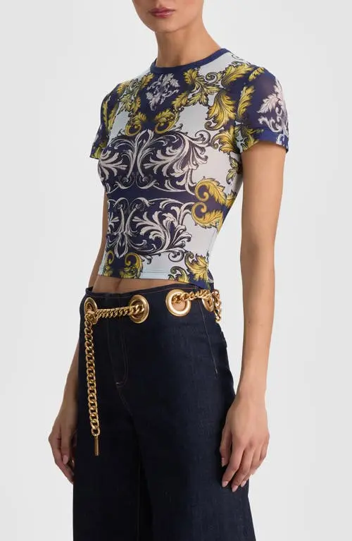 Alice + Olivia Tess Stretch Mesh Crop T-shirt