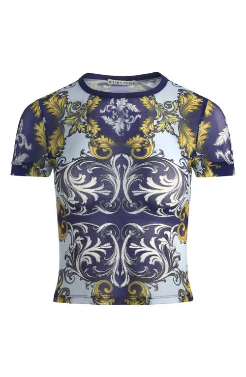 Alice + Olivia Tess Stretch Mesh Crop T-shirt
