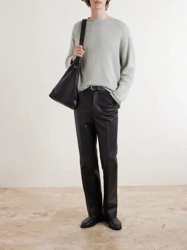 Auralee Straight-leg Full-grain Leather Trousers