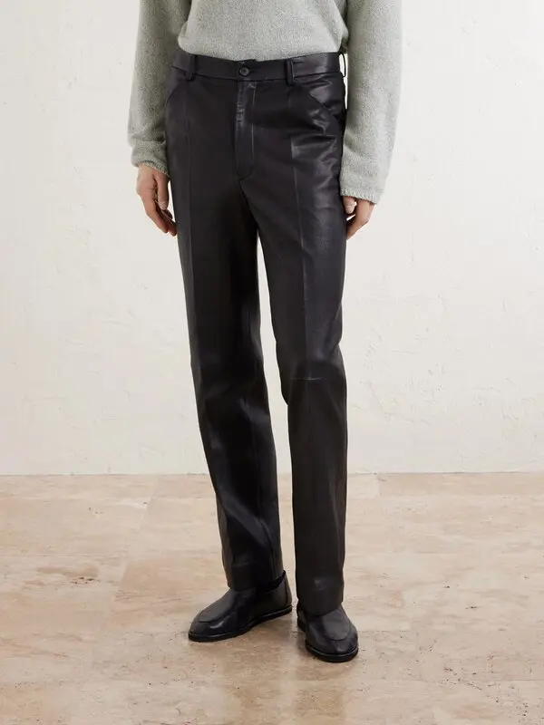 Auralee Straight-leg Full-grain Leather Trousers