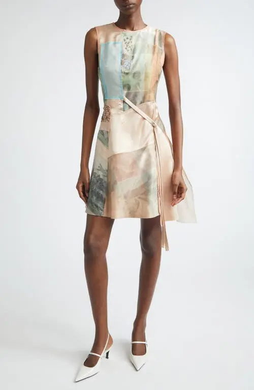JASON WU Collage Lingerie Jacquard Silk Organza Minidress - Light Pink Multi