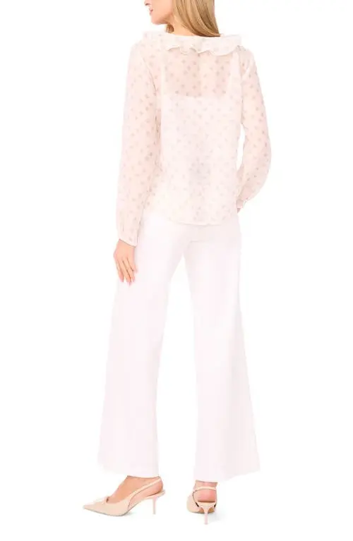 Halogen Polka Dot Ruffle Trim Top