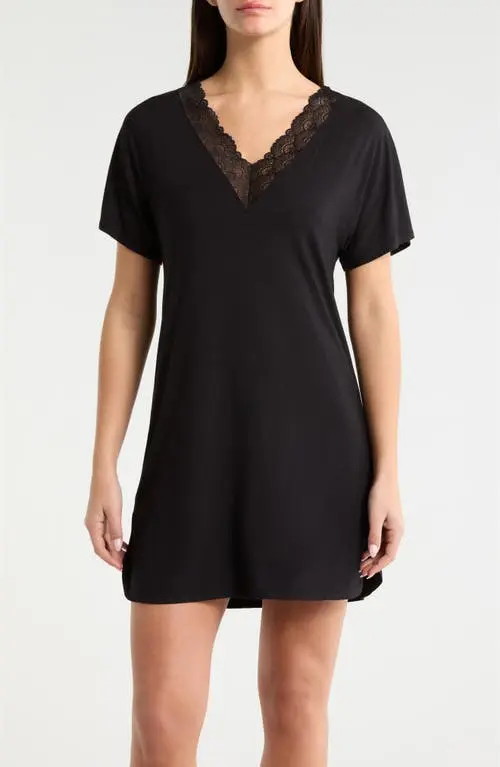 Nordstrom Moonlight Eco Lace Trim Nightshirt - Black