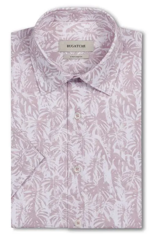Bugatchi Miles Ooohcotton® Leaf Print Short Sleeve Button-up Shirt - Sienna