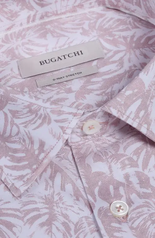 Bugatchi Miles Ooohcotton® Leaf Print Short Sleeve Button-up Shirt - Sienna