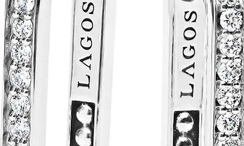Lagos Caviar Spark Diamond Pendant Necklace & Hoop Earrings Set