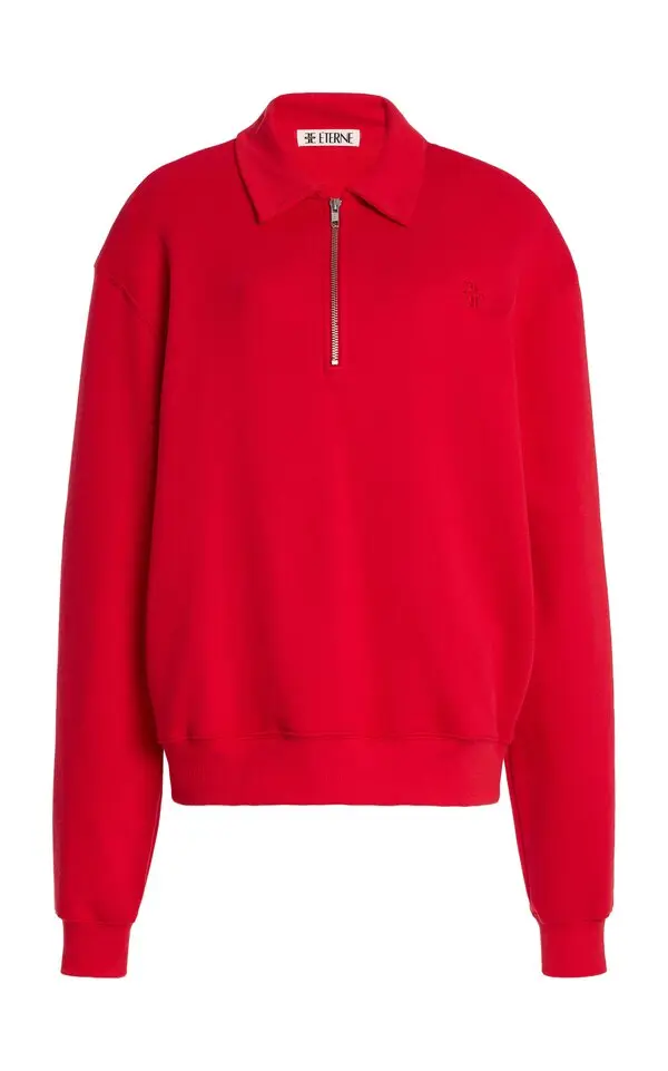 Eterne Half-zip Cotton-modal Sweatshirt - Red
