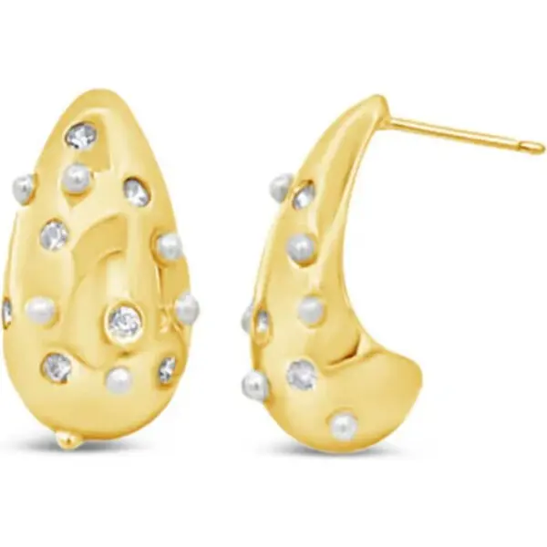MACRAE & CO. Faux Pearl & Crystal Teardrop Earrings - Gold