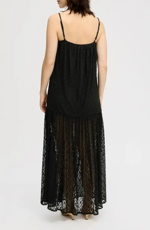 Sam Edelman Sleeveless Lace Drop Waist Midi Dress - True Black