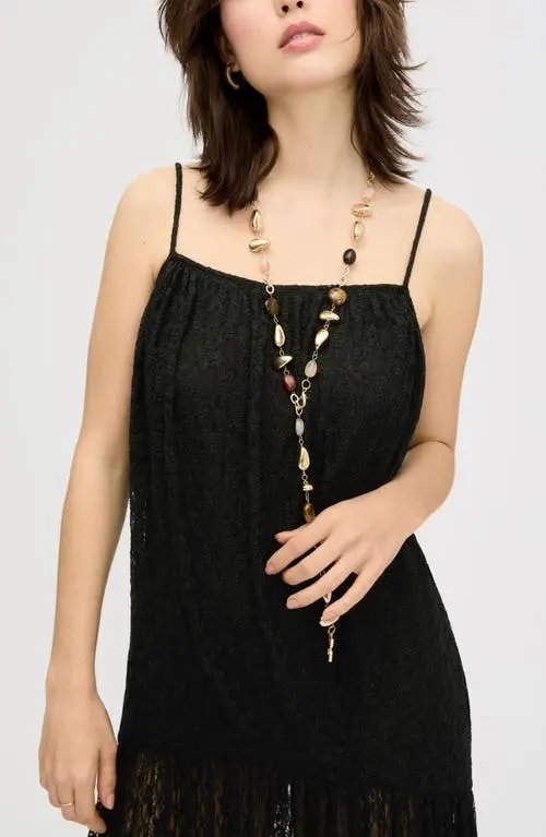 Sam Edelman Sleeveless Lace Drop Waist Midi Dress - True Black