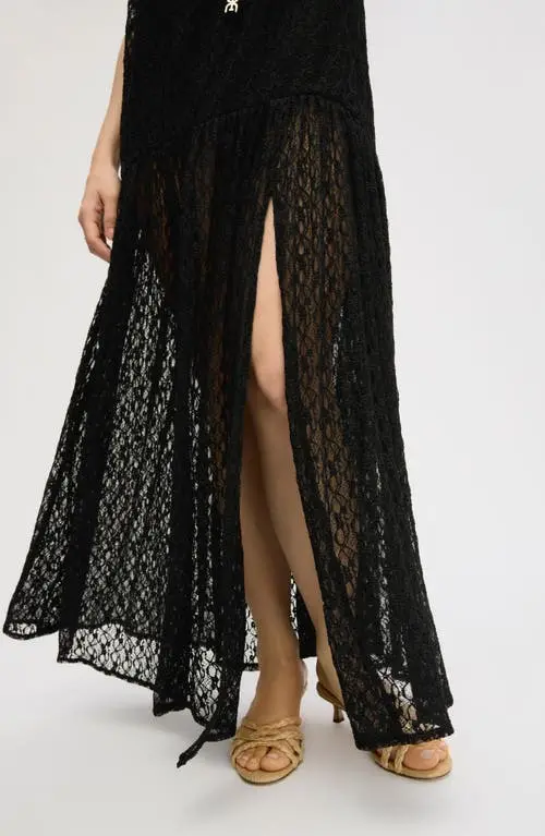 Sam Edelman Sleeveless Lace Drop Waist Midi Dress - True Black