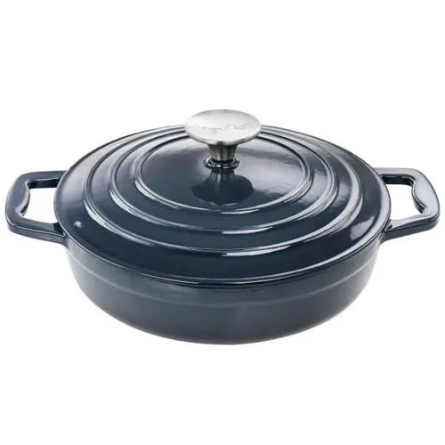 MEGACHEF 2 Quart Round Enameled Cast Iron Braiser Pan
