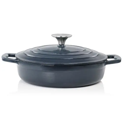 MEGACHEF 2 Quart Round Enameled Cast Iron Braiser Pan