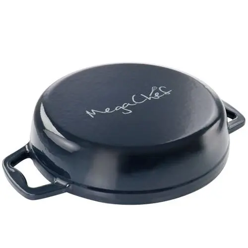 MEGACHEF 2 Quart Round Enameled Cast Iron Braiser Pan