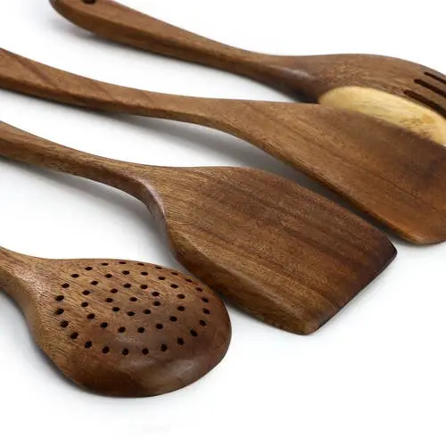 MEGACHEF 7 Piece Acacia Wood Kitchen Cooking Utensil Set - Brown