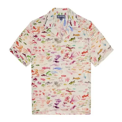 Vilebrequin Linen Bowling Shirt Pescadorvbq X Fabrice Hyber - Paper