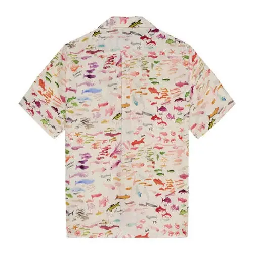 Vilebrequin Linen Bowling Shirt Pescadorvbq X Fabrice Hyber - Paper